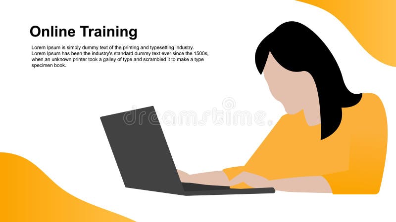 Flat Design for Online Training and Video Courses with Studying Girl ...