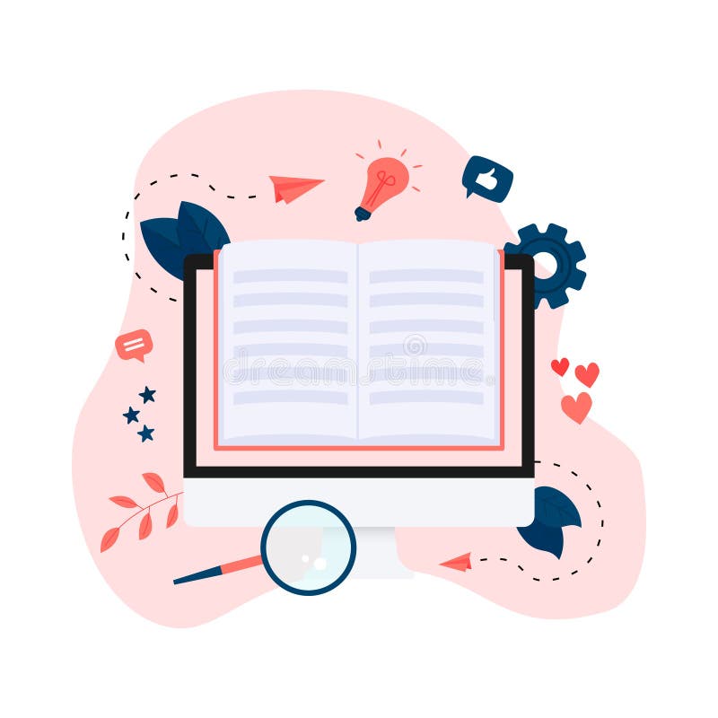 Flat Design Open Book. Reading Concept Stock Vector - Illustration of ...