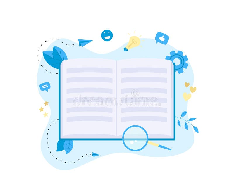 Flat Design Open Book. Reading Concept Stock Vector - Illustration of ...