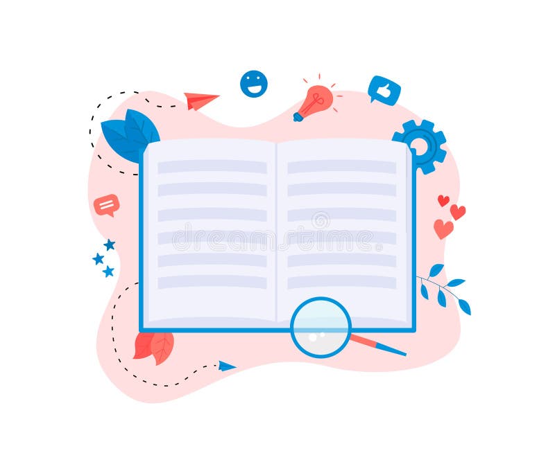 Flat Design Open Book. Reading Concept Stock Vector - Illustration of ...