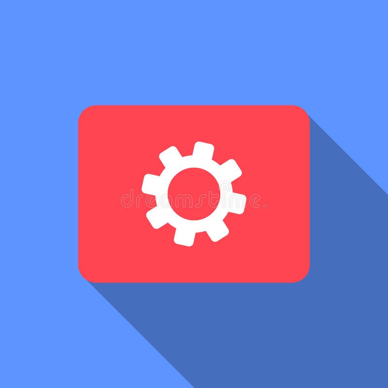 Option Gear Notification in Red Square Speech Bubble. Flat. Vector ...