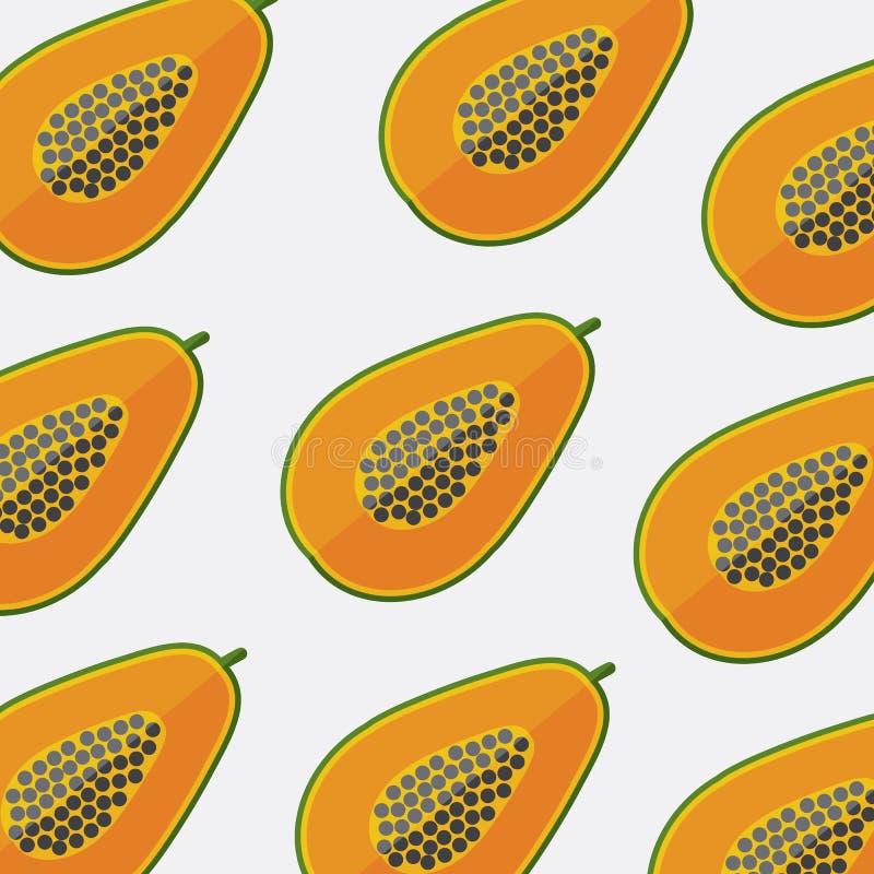 Flat Design Papaya Pattern Vector Stock Vector - Illustration of vector ...