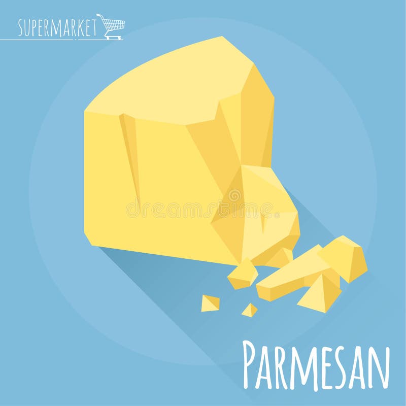 Flat Design Parmesan Cheese Vector Icon Stock Vector - Illustration of ...