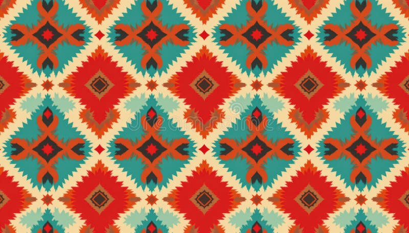 Flat Design Pattern Inspired by Navajo Textile Motifs, Using Repeated ...