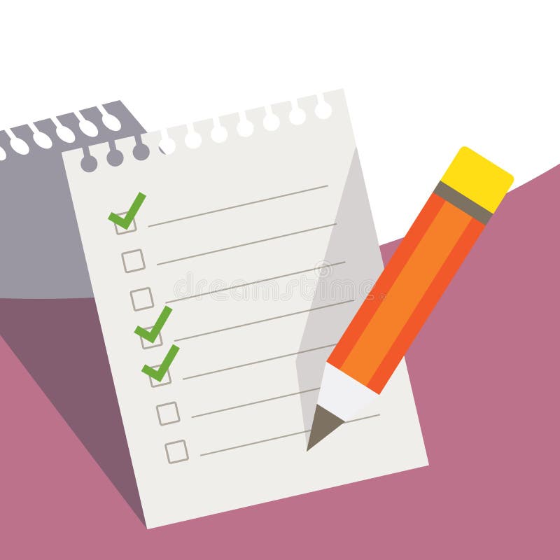 Flat Design Pencil with Blank Task Sheet Stock Vector - Illustration of ...