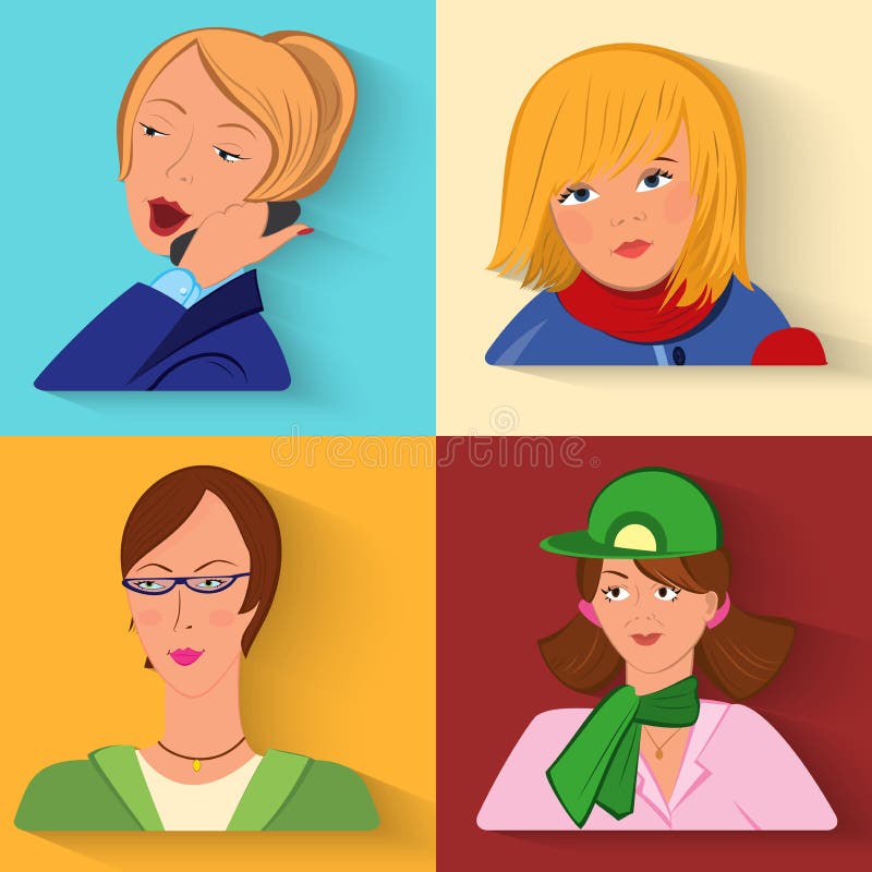 Flat design people avatars stock vector. Illustration of girl - 49751369