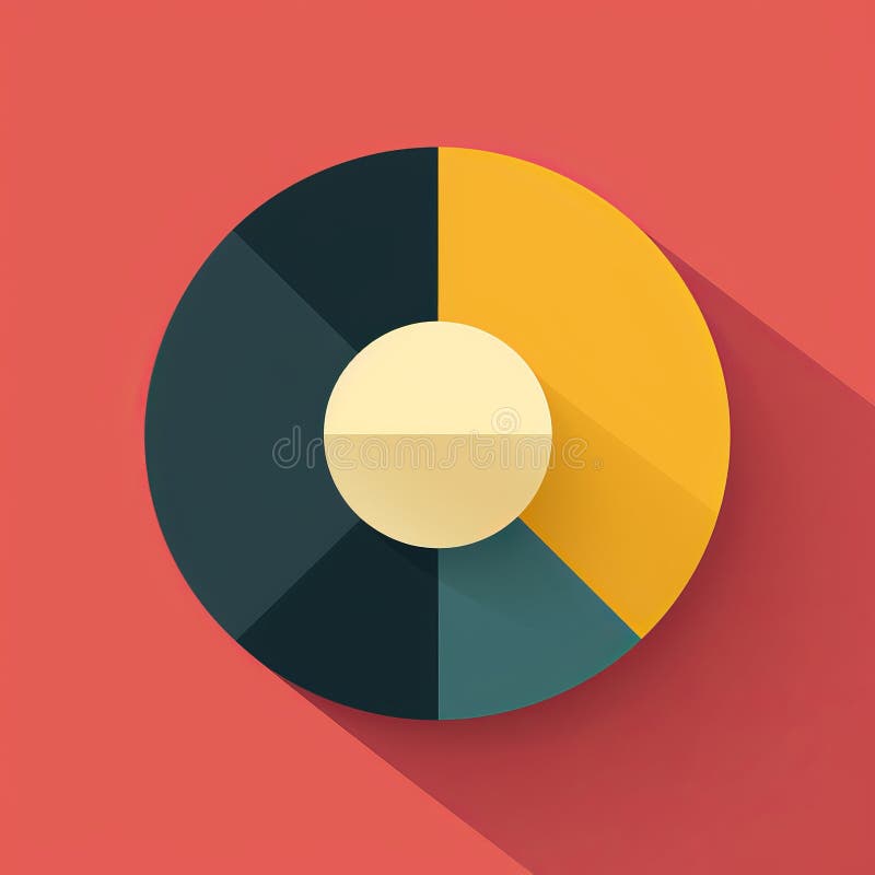 A Flat Design of a Pie Chart on a Red Background Stock Illustration ...