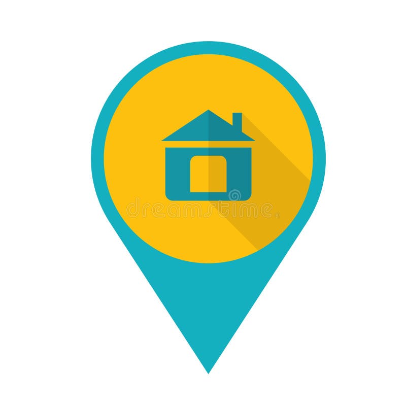 Flat Design Pin with Home Icon. Vector Illustration Stock Vector ...