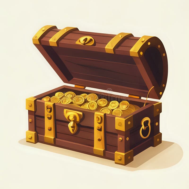 Flat Design of Pirate Gold Treasure Chest - Generated by Ai Stock ...