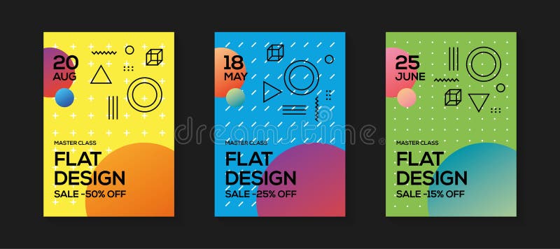 Flat Design Poster Templates Stock Vector - Illustration of book ...