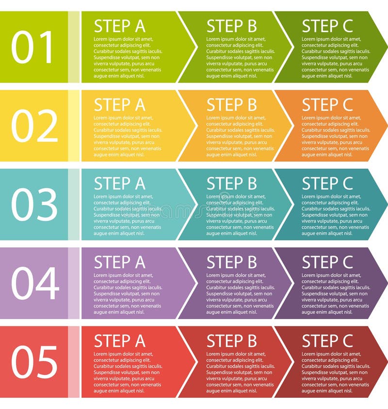 Flat Design. Process Arrows Boxes. Five Steps. Stock Vector - Illustration of flat, cycle: 64868108