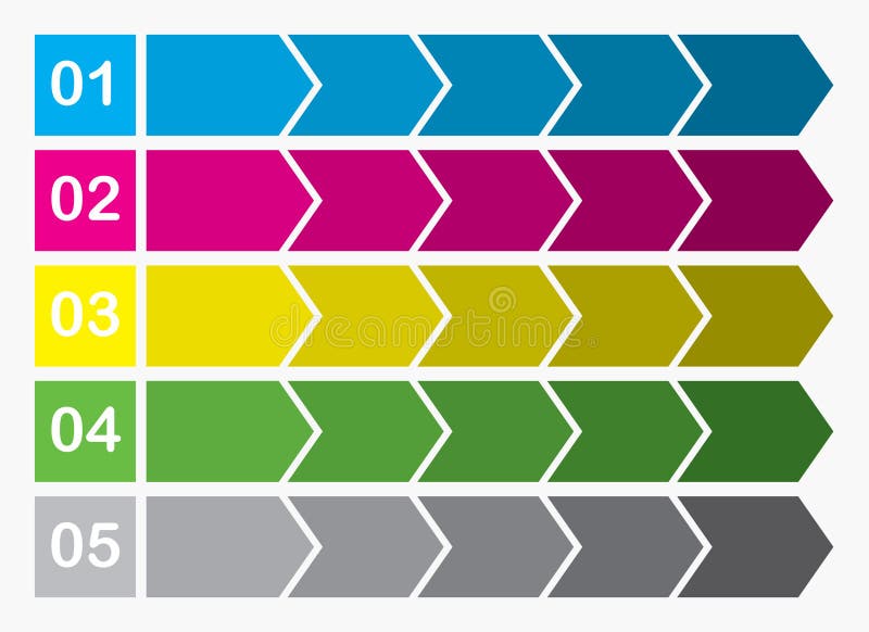 Flat Design. Process Arrows Boxes. Step by Step Set. Five Steps. Stock ...