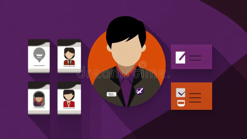 Flat Design Profile Icon with Checklist Stock Illustration ...