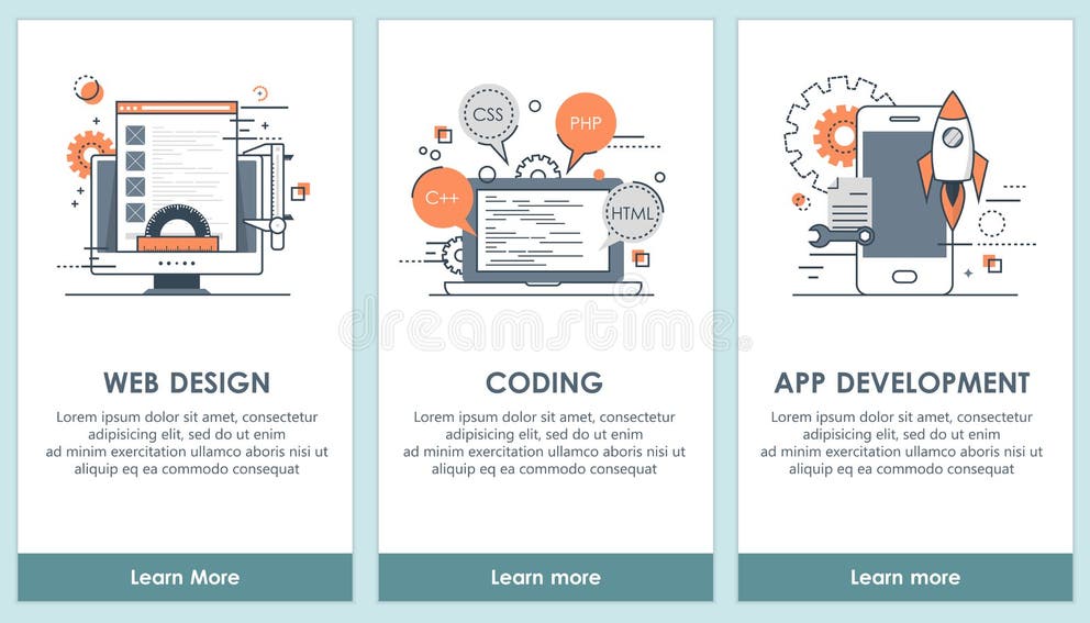 Flat Design Programming and Software App Screens. Modern User Interface ...