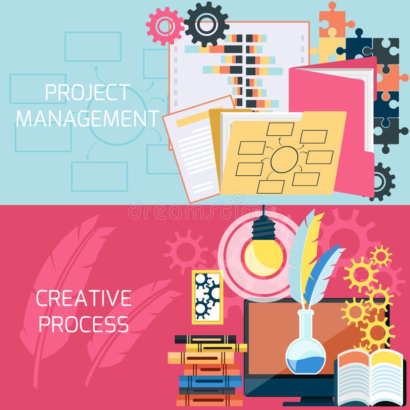 Flat Design Of Project Management Stock Vector - Illustration of open ... Flat Design Of Project Management Stock Vector - Illustration of open ...