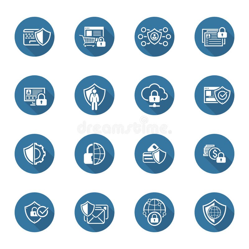 Flat Design Protection and Security Icons Set. Stock Vector ...