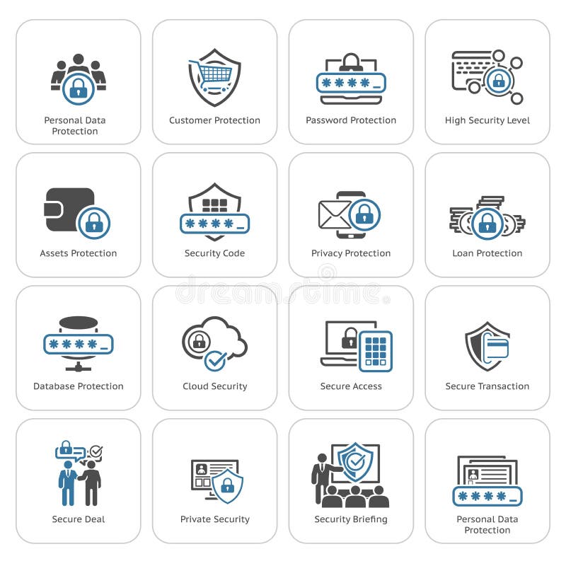 Flat Design Protection and Security Icons Set. Stock Vector ...