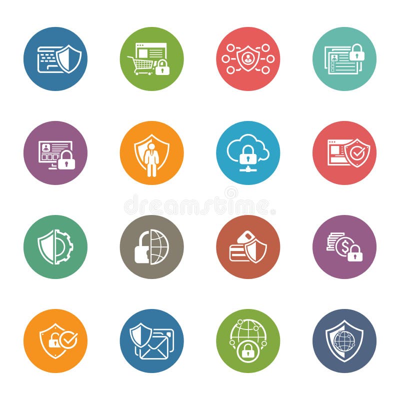 Flat Design Protection and Security Icons Set. Stock Illustration ...