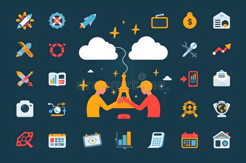 Flat Design Rescue Team Icons Working Together Stock Illustration - Illustration of generativeai ...