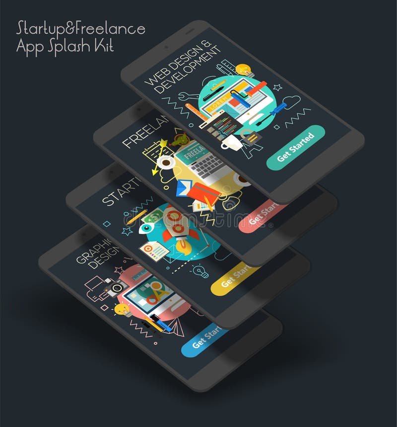 Flat Design Responsive UI Mobile App with 3d Mockups Stock Vector ... Flat Design Responsive UI Mobile App with 3d Mockups Stock Vector ...