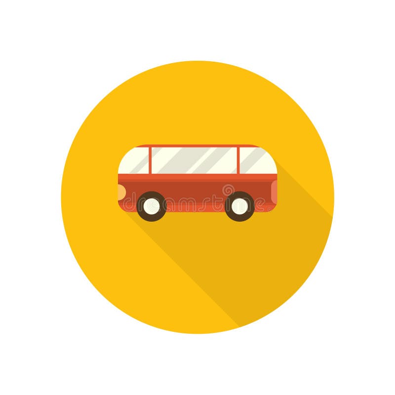 Flat Design Round Icon with Bus. Vector Illustration Stock Vector - Illustration of tour ...