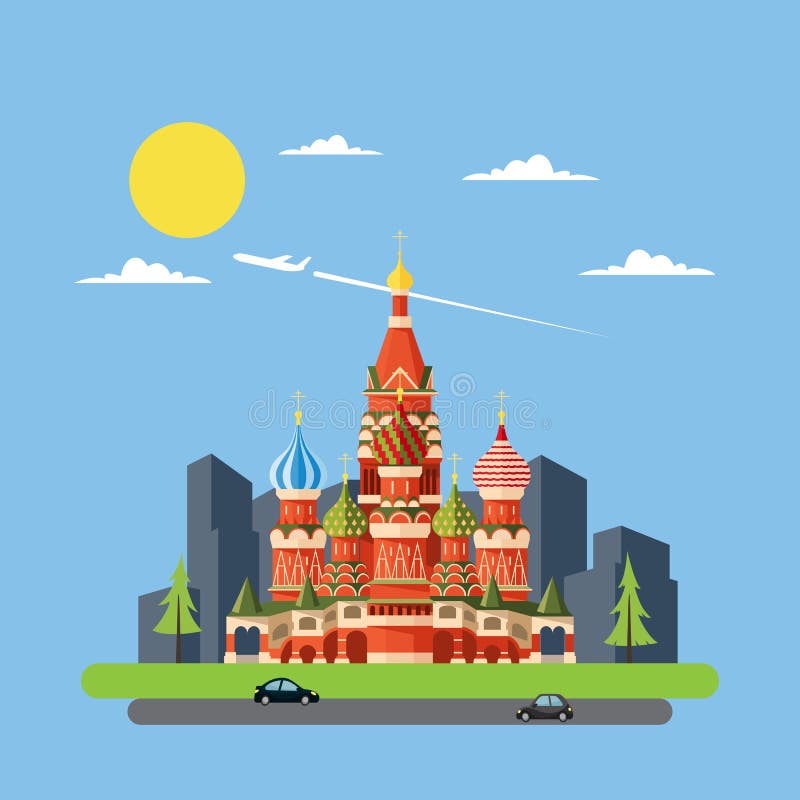 Flat Design of Russia Castle Stock Vector - Illustration of white ...