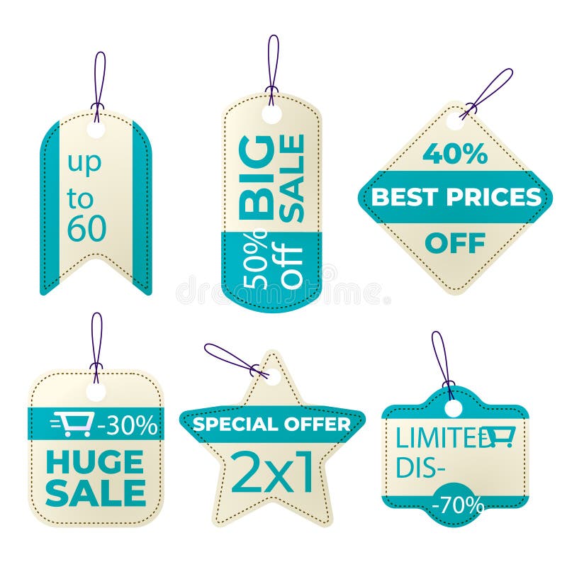 Flat Design Sale Tags Pack Vector Illustration. Stock Vector ...
