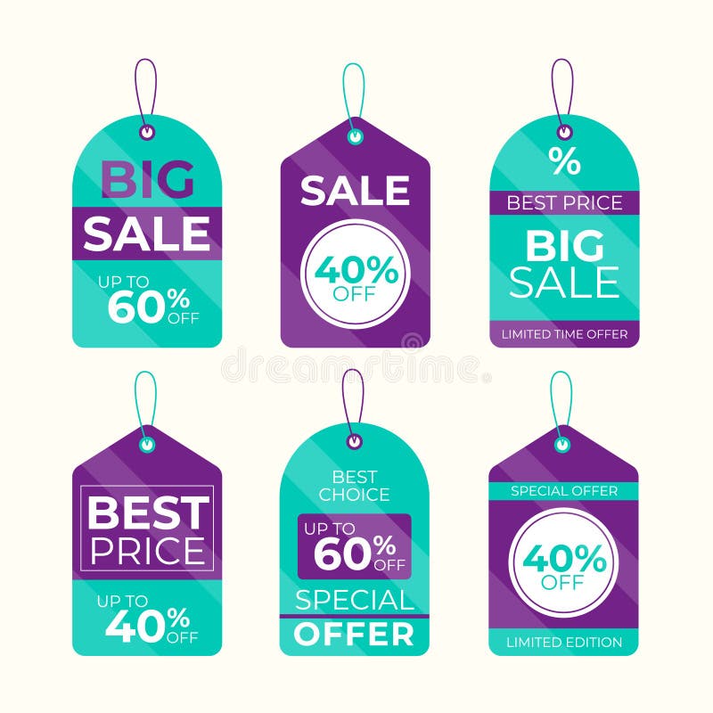 Flat Design Sale Tags Set Vector Illustration. Stock Vector ...