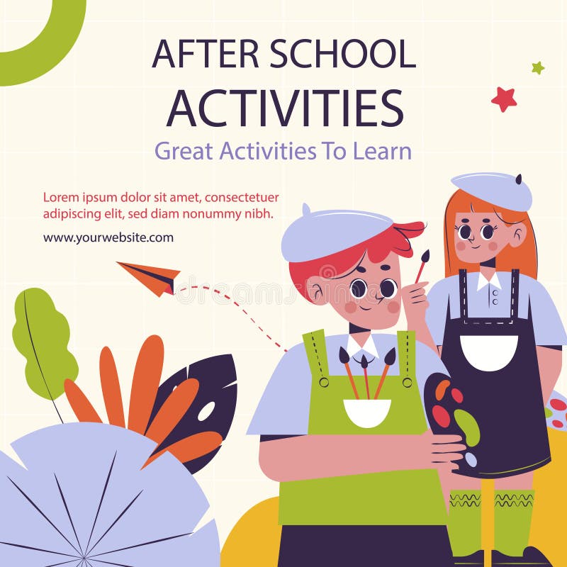 Flat Design after School Activities Post Vector Illustration. Stock Illustration - Illustration ...