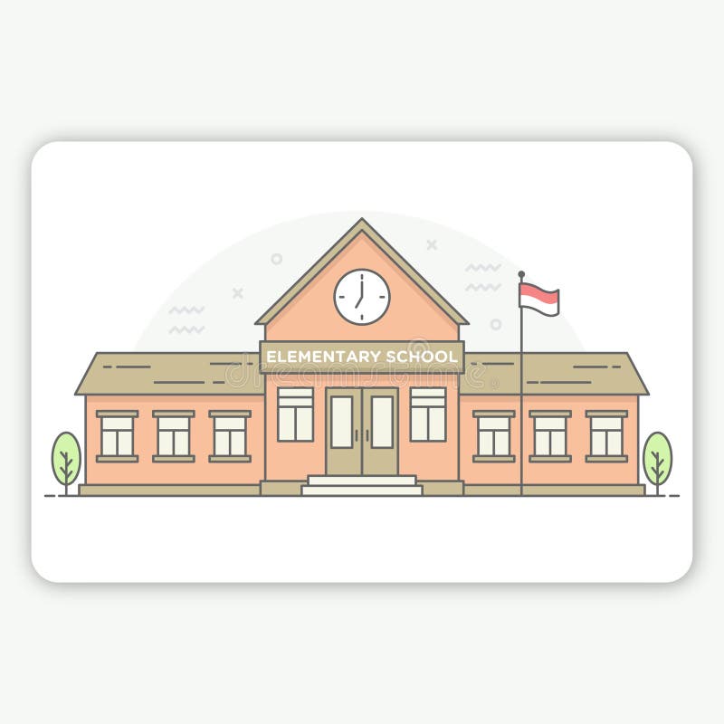 Flat Design School Building Stock Illustration - Illustration of ...