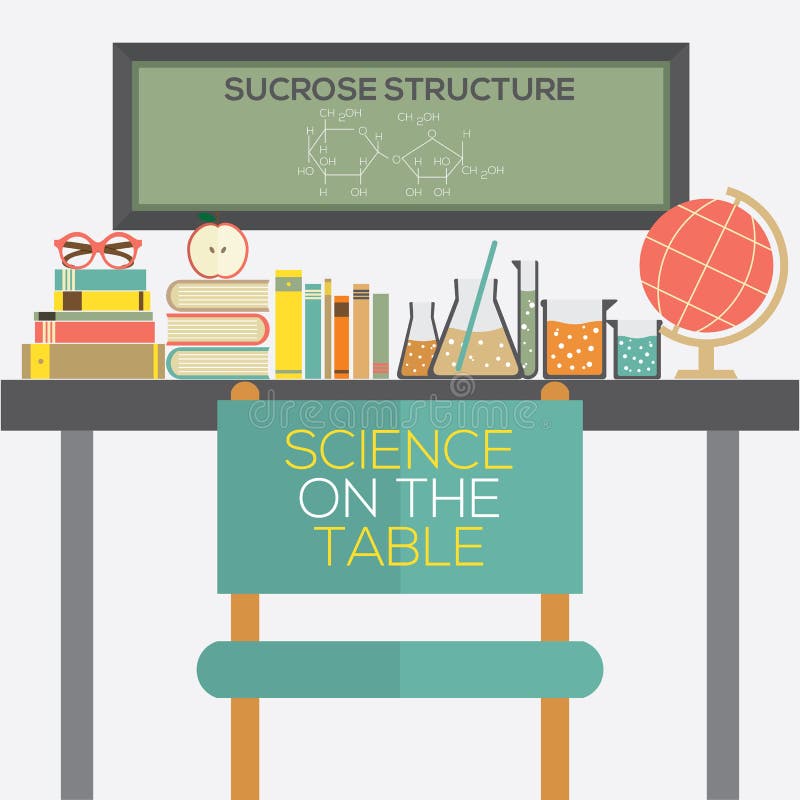 Flat Design Science on the Table Stock Vector - Illustration of chair ...