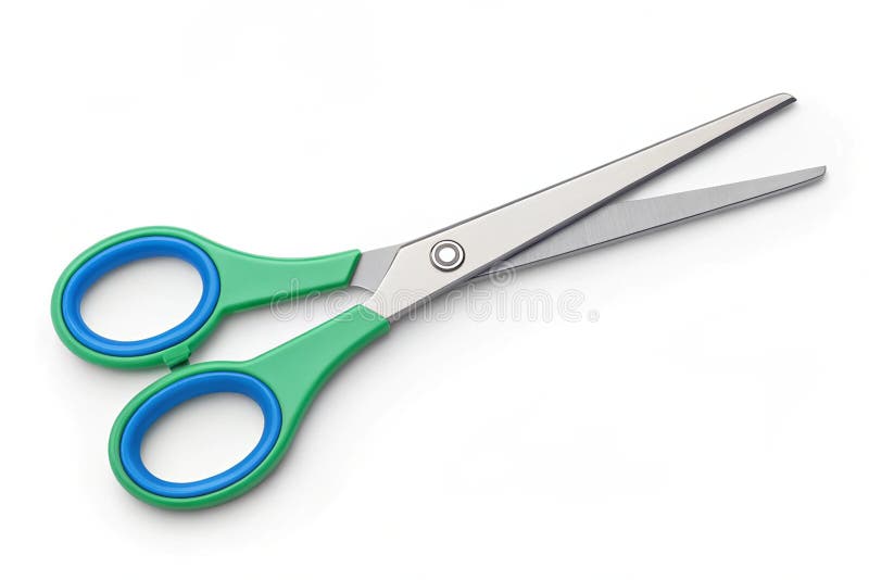 Open Scissor with Blue and Green Handles Flat Design Illustration Stock ...