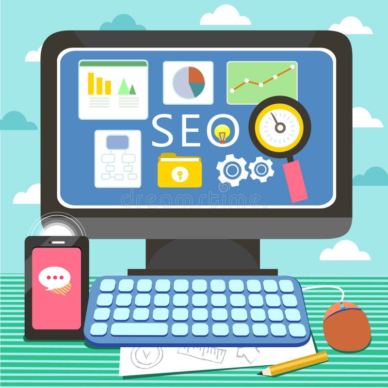 Flat Design for Search Engine and Website Optimization Stock Vector ...