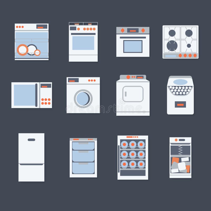 Flat Design Set Icons of Home Appliances. Stock Vector - Illustration ...