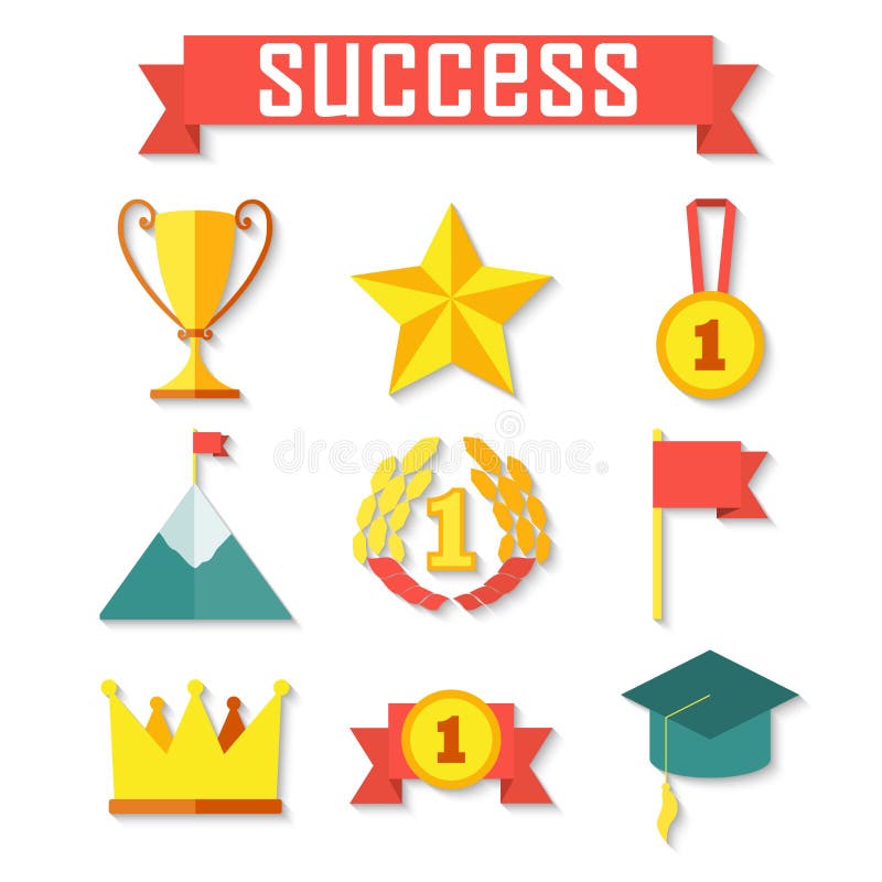 Flat Design of Set Vector Award Success Stock Vector - Illustration of ...