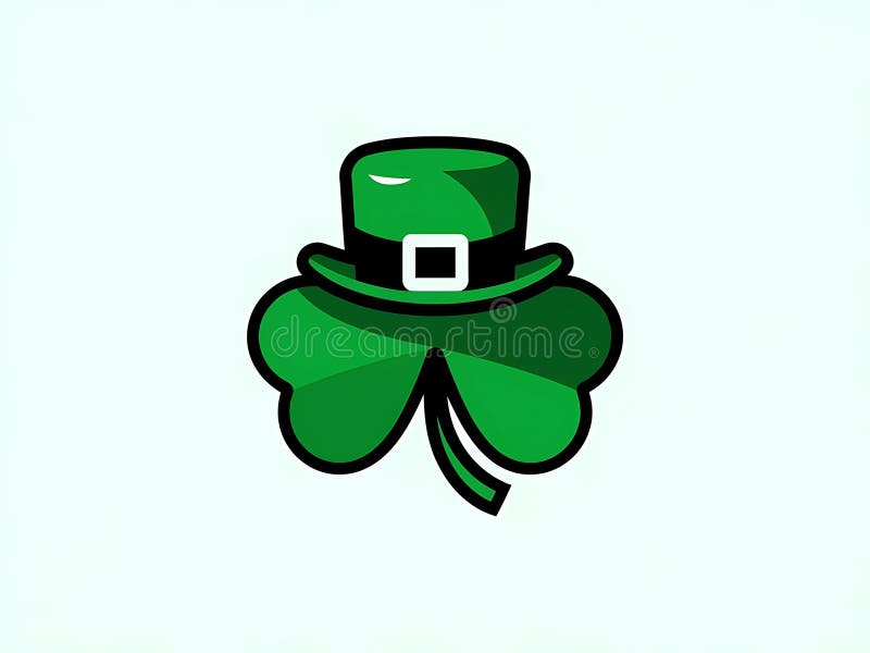 Flat Design Shamrock and Leprechaun Hat Icon Set Stock Illustration ...