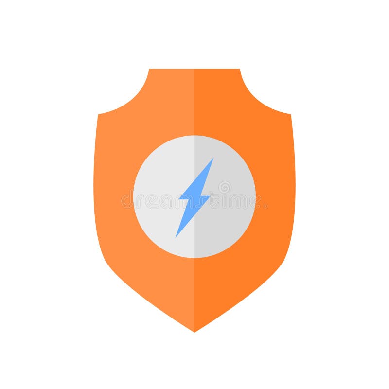 Flat Design Shield with Lightning Bolt. Vector Stock Vector ...