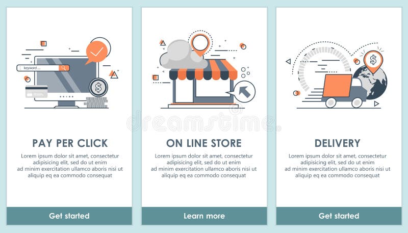 Flat Design Shopping App Screens. Modern User Interface UX, UI Screen ...