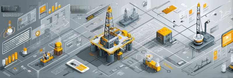 Digital Flat Design of an Oil Rig Integrating Modern UI Elements for ...
