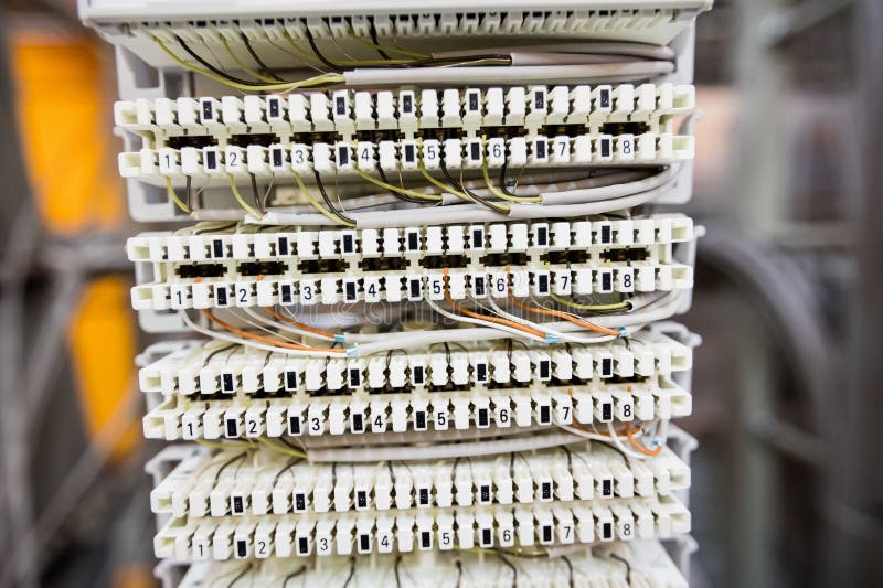 Flat Design Showing White Terminal Blocks with Colored Twisted-pair ...