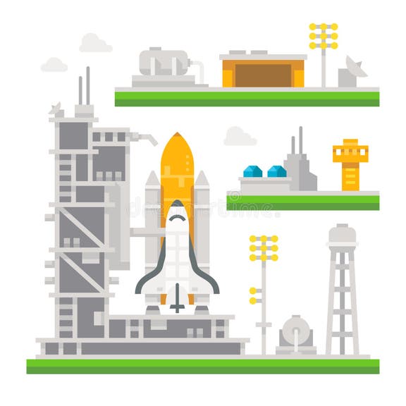 Flat Design Shuttle Launch Station Stock Vector - Illustration of ...