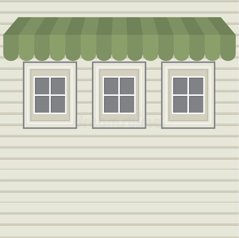 Flat Design Side View Home Wall Window and Awnings Roof Vector Stock ...
