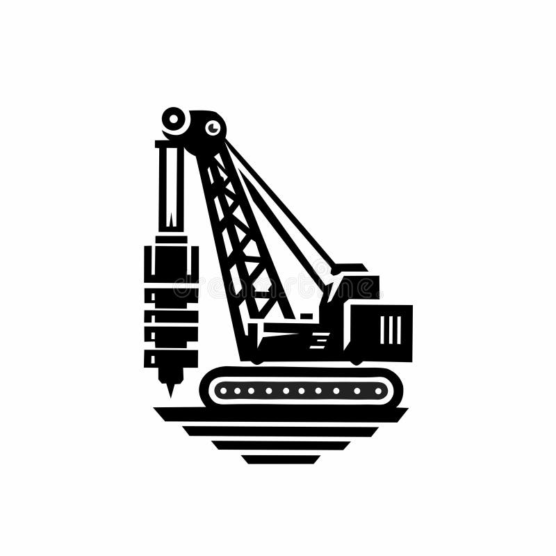 Flat Design Silhouette of a Mining Drill Rig Stock Illustration ...