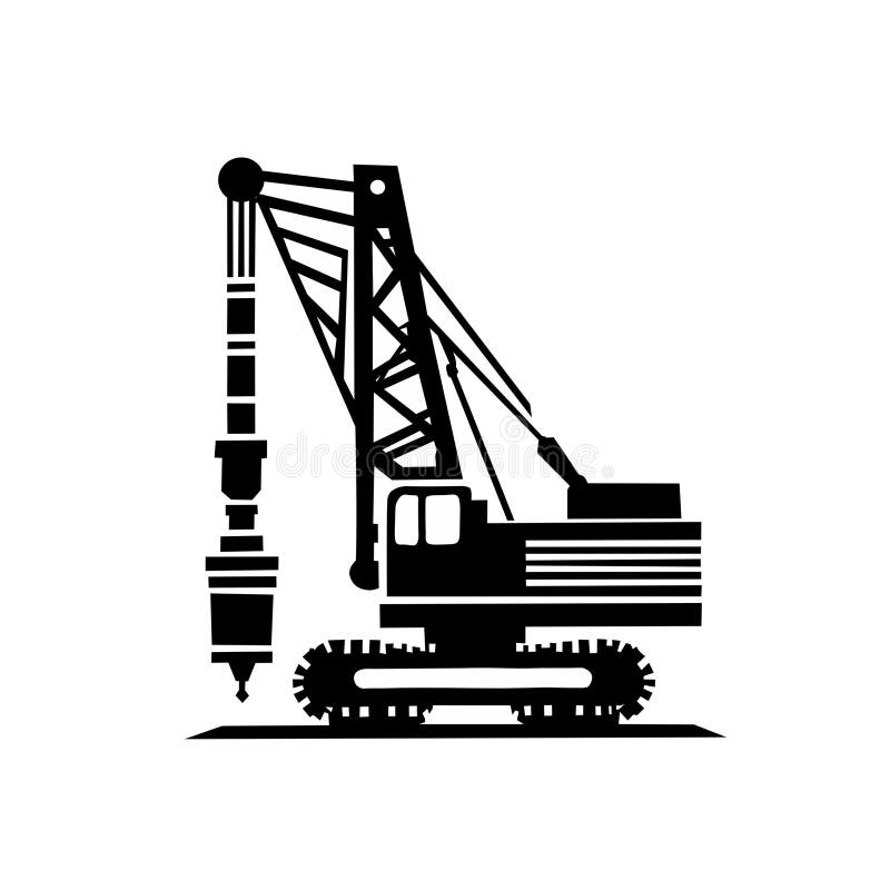 Flat Design Silhouette of a Mining Drill Rig Stock Illustration ...