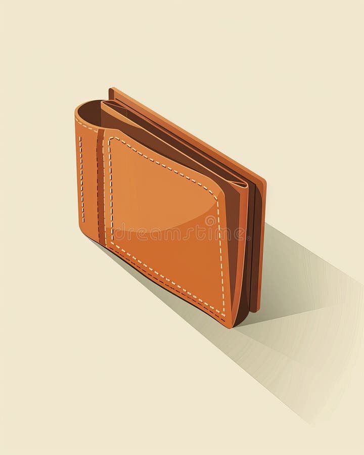 Flat Design: Simple Empty Wallet Icon, Open, Casting Long Faint Shadow ...