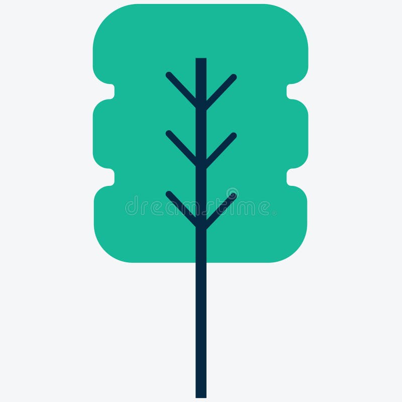 Flat Design of Simple Stem Leaf Simple Green Color. Stock Vector ...