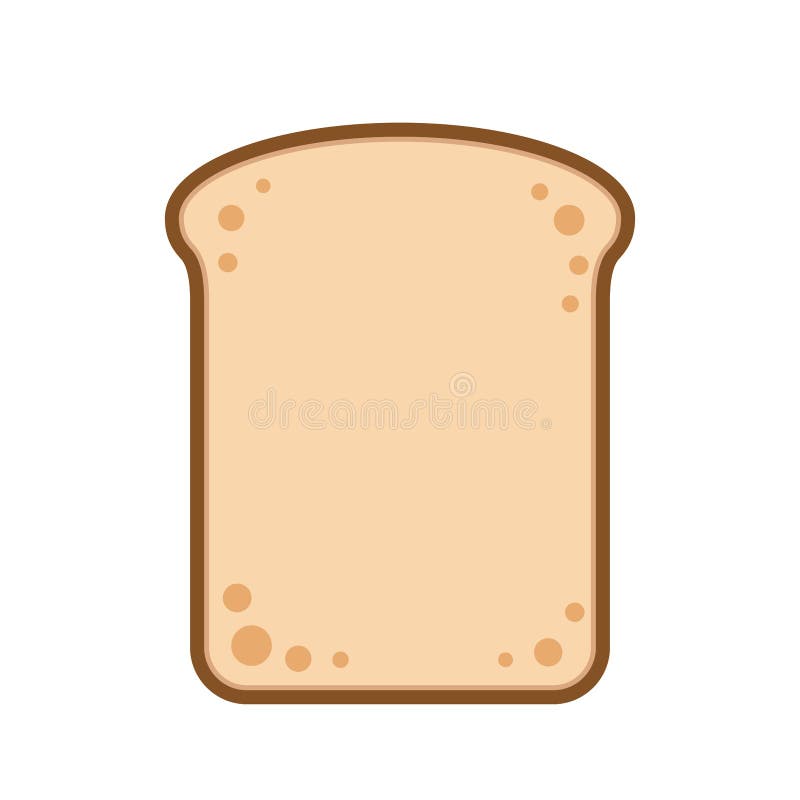 Flat Design Single Bread Slice Icon for Food Design on White, Stock ...