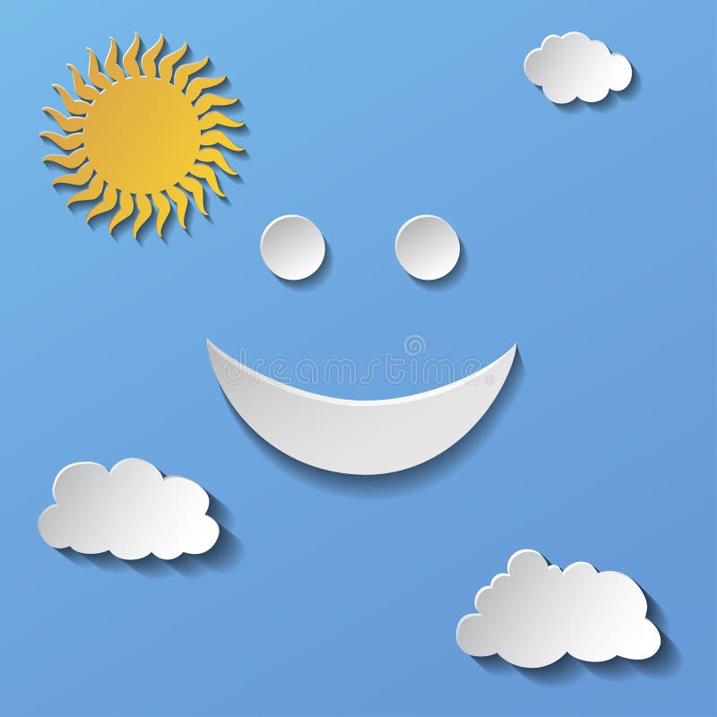 Flat Design Smiling Cartoon Sun Isolated on Blue Background. Stock ... Flat Design Smiling Cartoon Sun Isolated on Blue Background. Stock ...