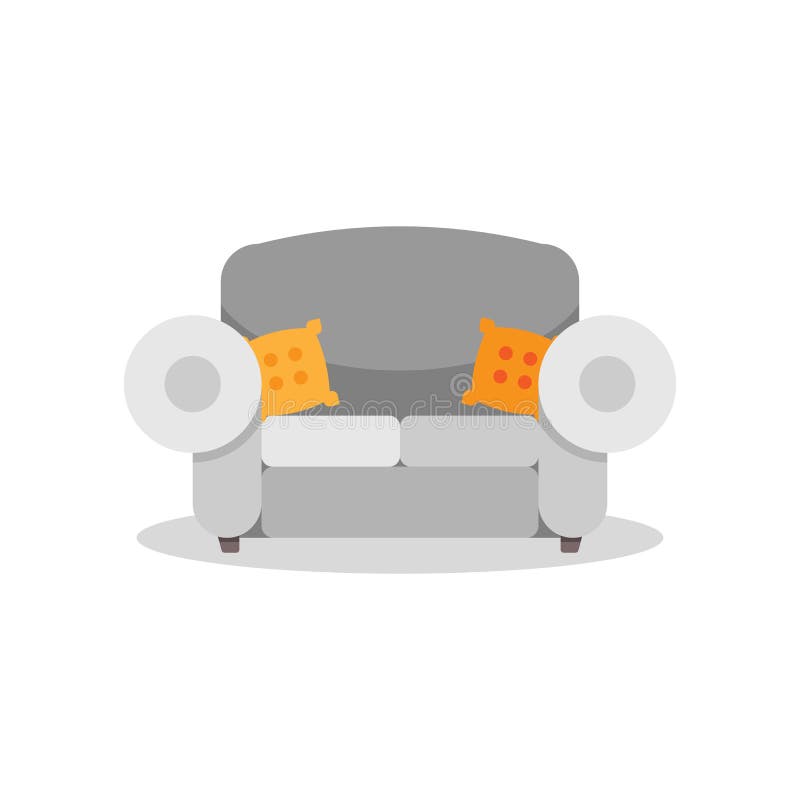 Flat Design Sofa Vector Illustration, Isolated on White Background ...