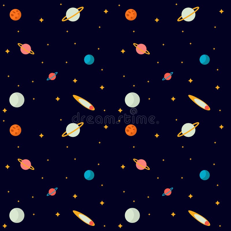 Flat Design: Space And Planet Concept. Cute Template With Planets And ...